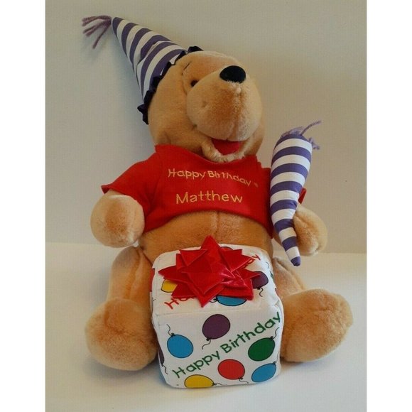 Disney | Toys | Disney Winnie The Poo Happy Birthday Matthew Stuffed ...